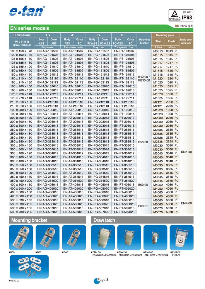 ETAN-IP68防水塑膠箱EN系列(側扣型)